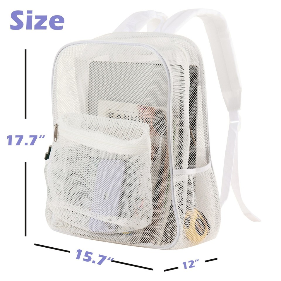 Clear Mesh Backpack Heavy Duty See Through School Bag For Students Men ...