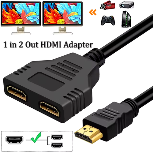 HDMI Male To Dual Female 1 Input 2 out Splitter Adapter Cable 4K For ...