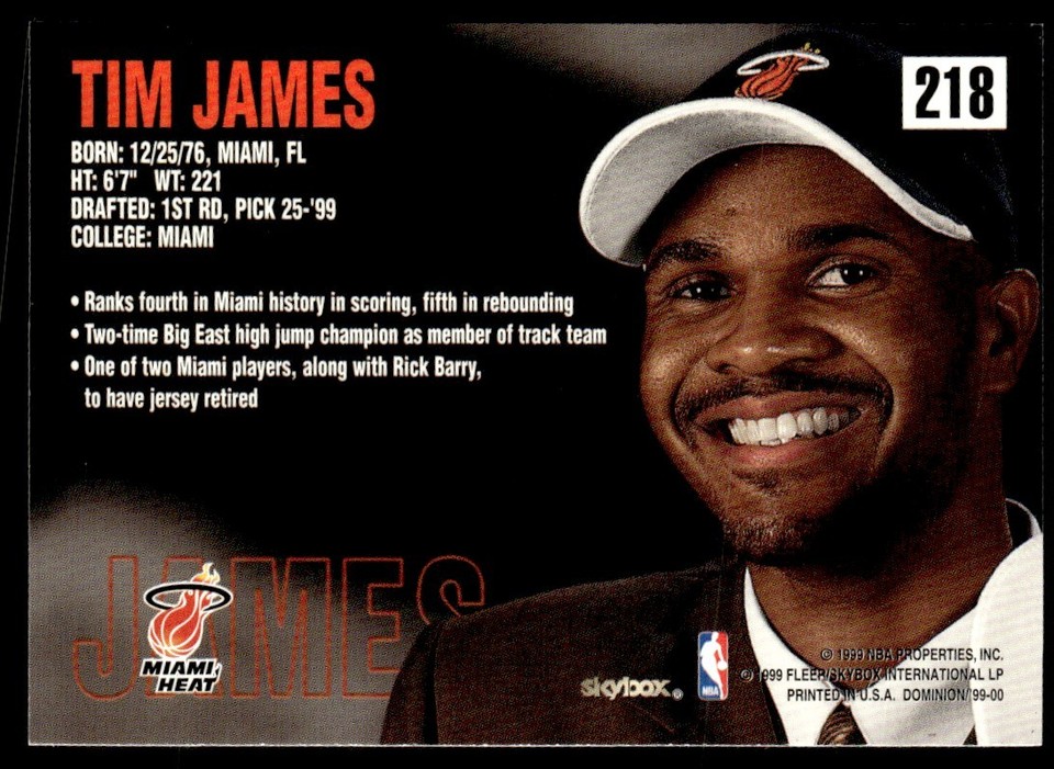 1999-00 Skybox Dominion Tim James Rookie Miami Heat #25 | eBay