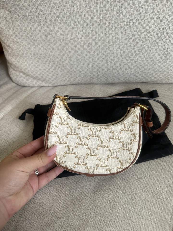 New Celine Mini Ava Triomphe Canvas Shoulder Bag Women White Mini | eBay