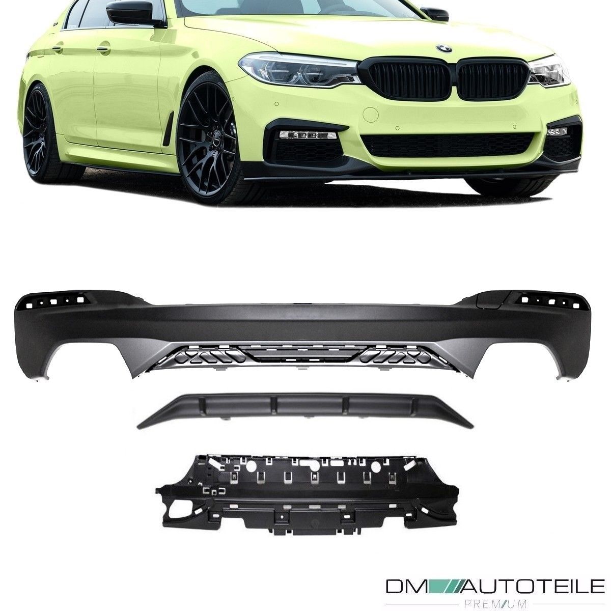 Diffusor für 5er BMW G30 G31 G36 M Performance Paket Flaps Heckansatz ...