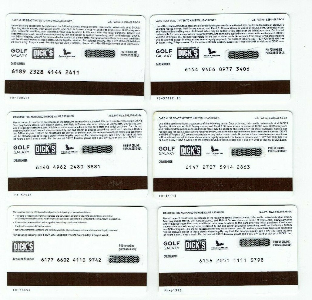 Dick's Gift Card - LOT of 6 - Soccer, Baseball, Sports, Running - C ...