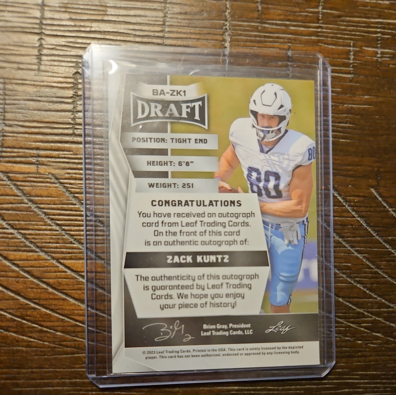 2023 Leaf Draft - Autographs #BA-ZK1 Zack Kuntz (AU, RC) for sale ...