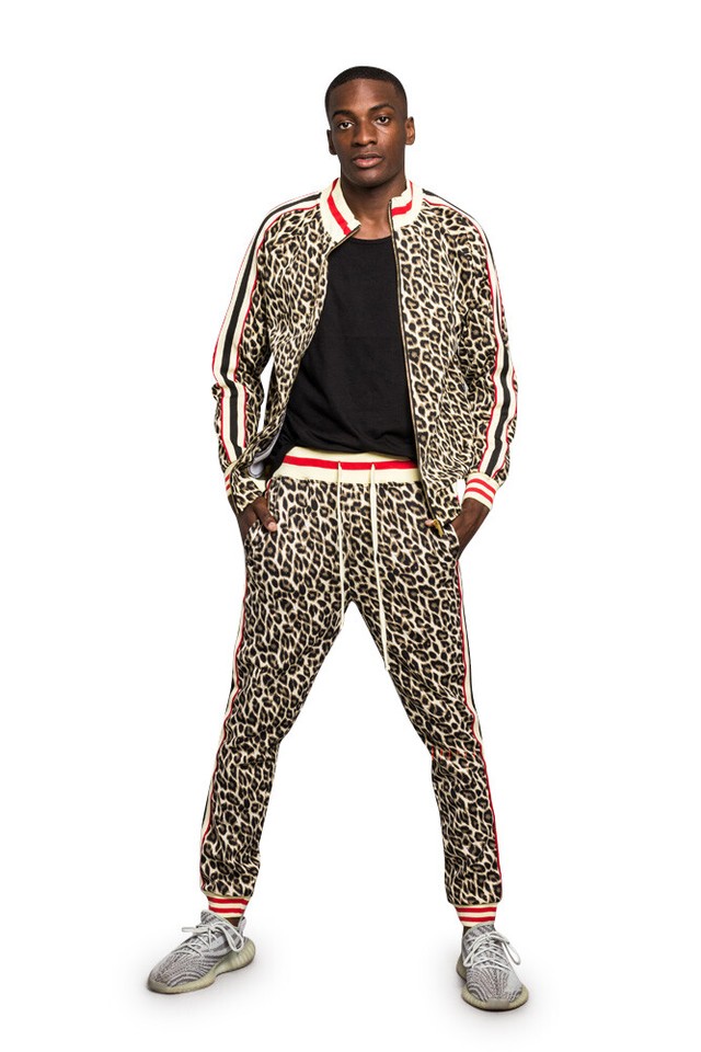 Men's Leopard Track Suit Set with Waistband Track Pants&Jacket S~5XL ...