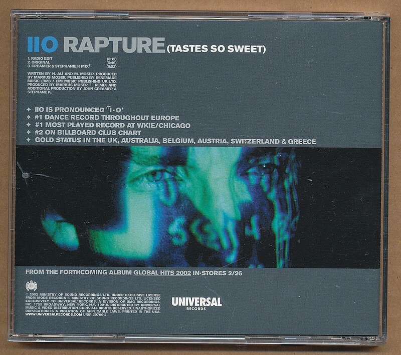 IIO - Rapture RARE promo CD single w/edit & remix '02 | eBay