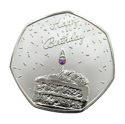 Happy Birthday Silver Plated Commemorative Coin + Rainbow Crystal, Gift ...