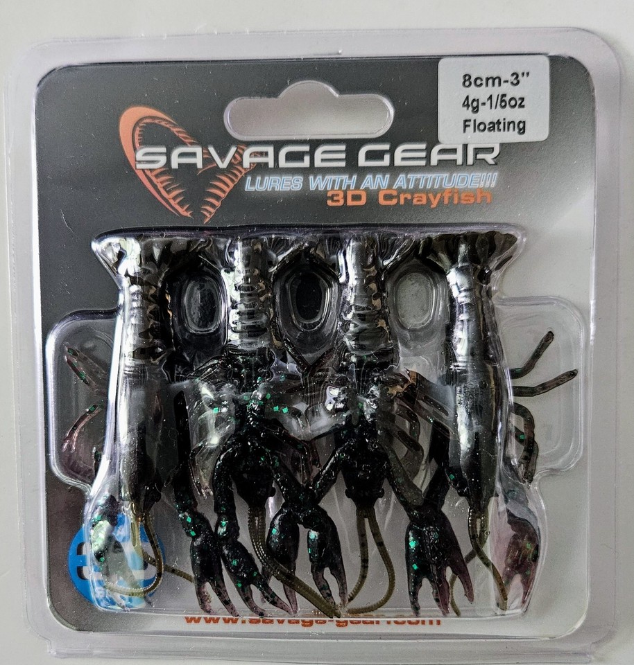 Set of 4 Savage Gear Floating 3D Crayfish 1/5 oz, 3 Inches, 4 Colors In ...