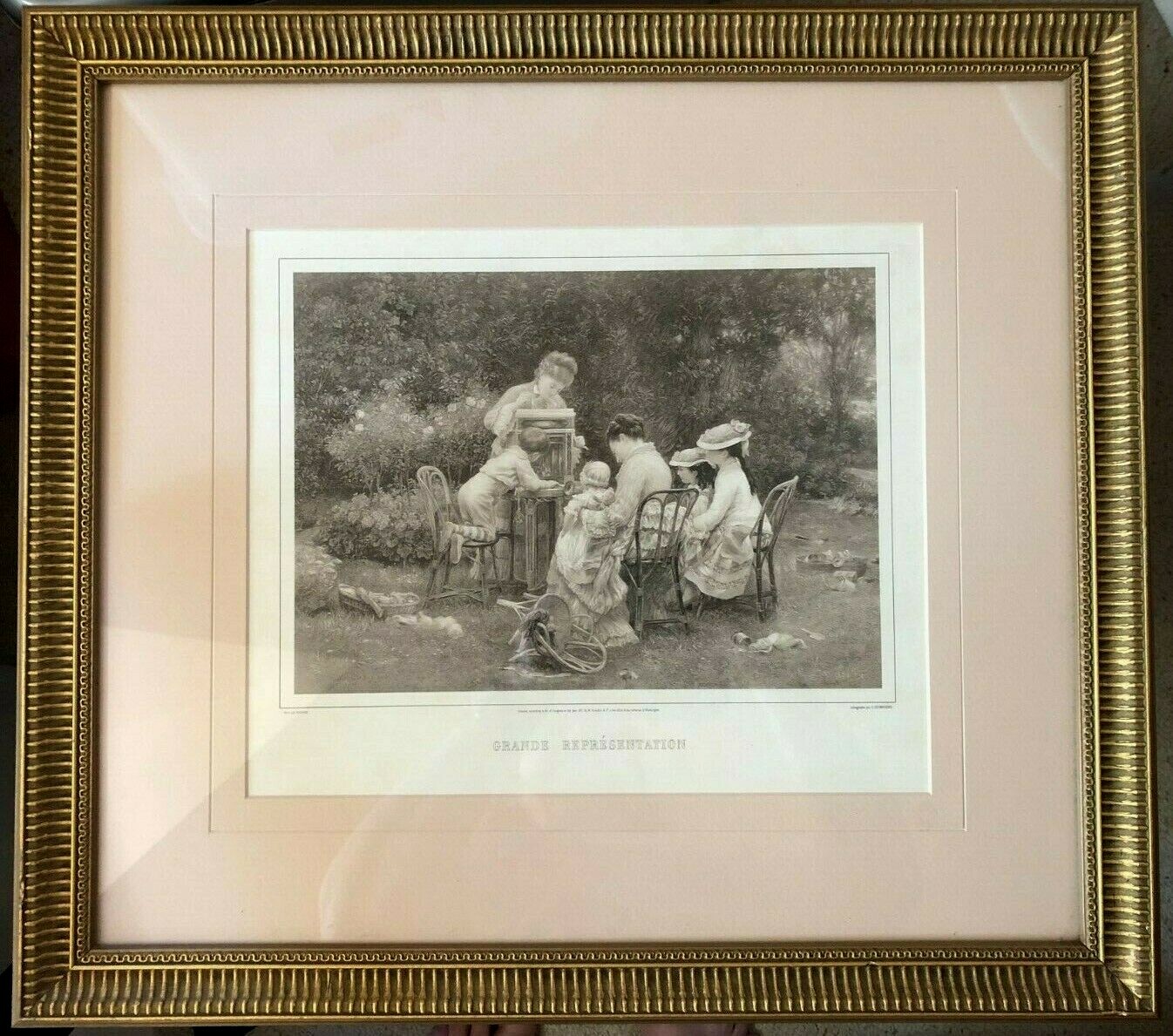 Vintage Framed Lithograph Print 'Grande Representation' Edmond Rudaux ...