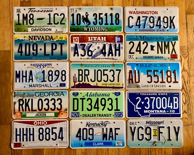 Set of 15 Colorful/Graphic License Plates From 15 Different States | eBay