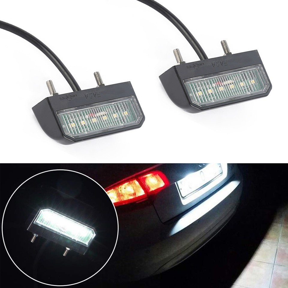 2x Waterproof Universal 6 LED License Number Plate Light Car Lorry ...