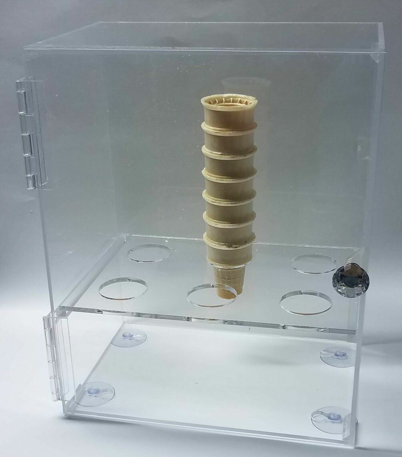 INTSUPERMAI Acrylic Ice Cream Cone Display Case Cabinet Square Showcase ...