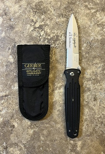 Gerber USA Applegate Fairbairn Combat Folder Knife w/ Sheath USA Large ...