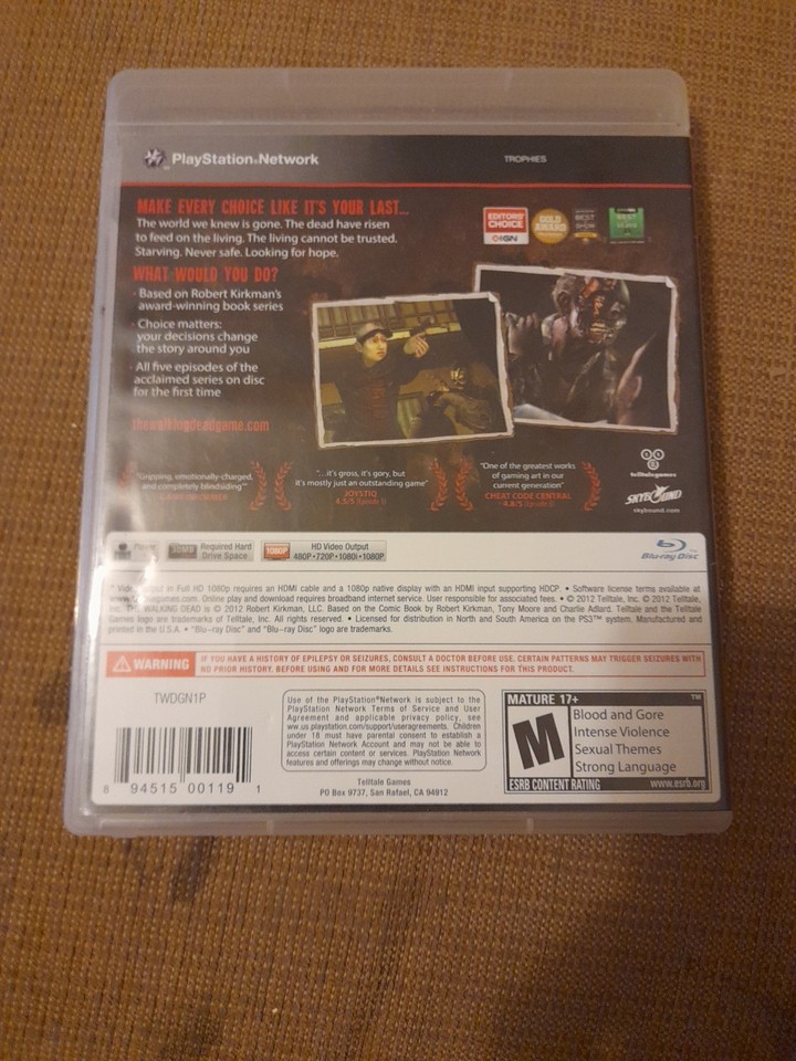 The Walking Dead: A Telltale Game Series for PlayStation 3 PS3 Mature ...