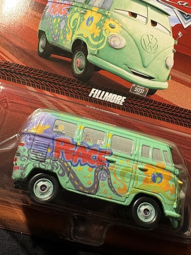 Disney Pixar Cars Fillmore Volkswagen Peace Van 1:55 Metal Car New ...