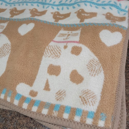 Vuteks Cat Throw Blanket Vtg 1987 80x60 Acrylic Pat Meyers Reversible ...
