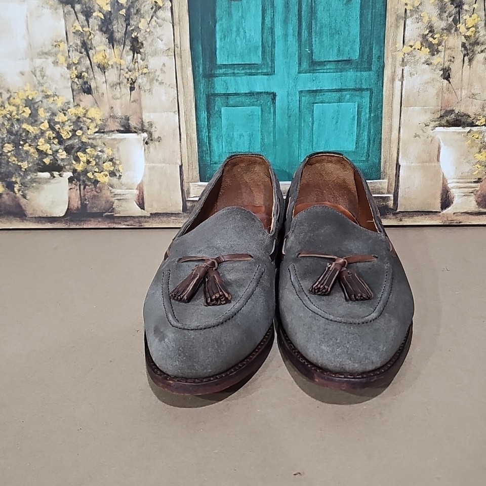 RARE 1990 ALLEN EDMONDS Gray SUEDE ACHESON TASSEL LOAFER SLIP-ON ...