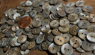 8 PCS ONLY! Gorgeous Dark Gray Iridescent Abalone Shell Buttons 7/16 ...
