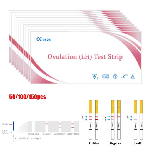 50/100/200PC Ovulation LH Tests Strips Urine Fertility Kit OPK High ...