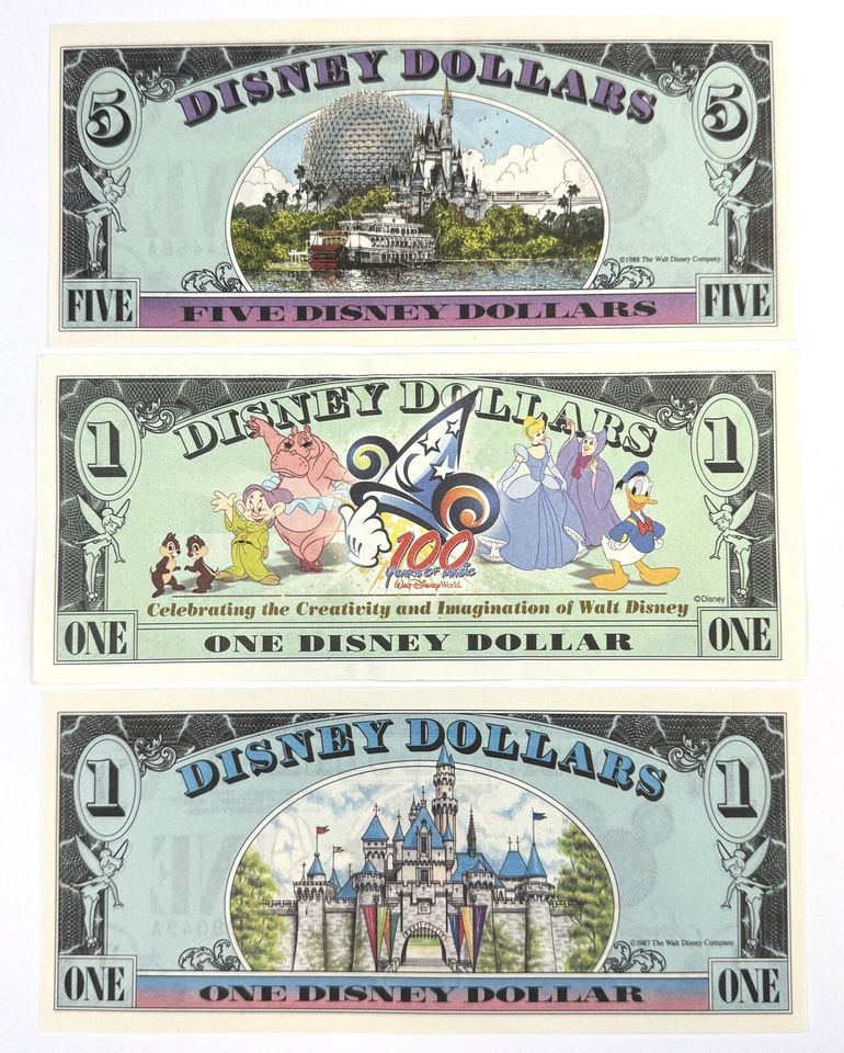 Vintage Disney Dollars - Steamboat Willie, Mickey & Goofy 3pc Set Mint ...