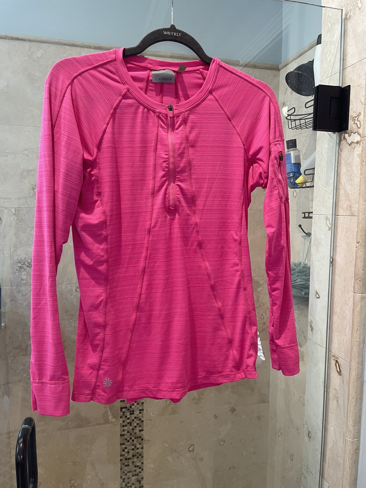 ATHLETA Hot Stretch Knit PINK 1/2-Zip Athletic Base … - Gem