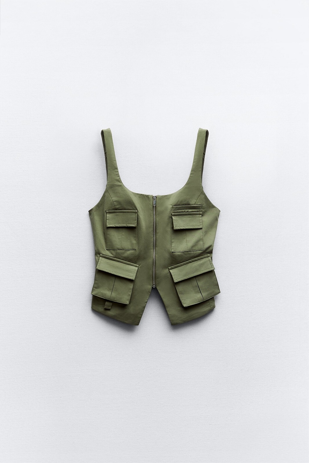 Zara pockets vest top Light khaki/green sz XXL BNWT | eBay