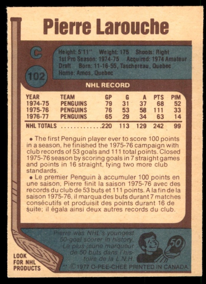 1977-78 O-Pee-Chee NM-MT Pierre Larouche #102 | eBay