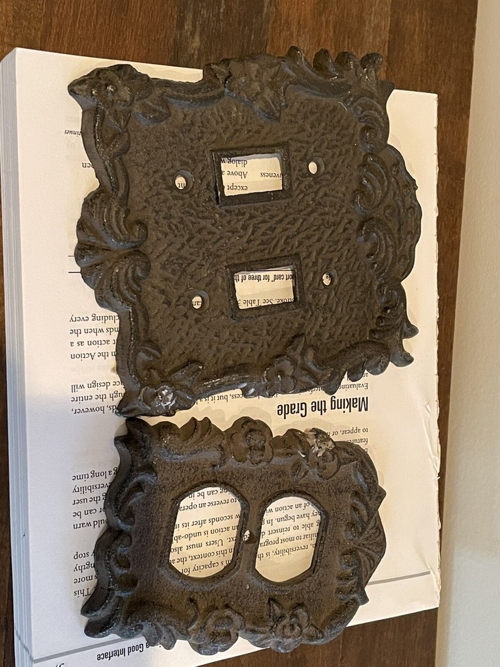 vintage cast iron 1 switch plate and 1 outlet plate. Ornate Design | eBay