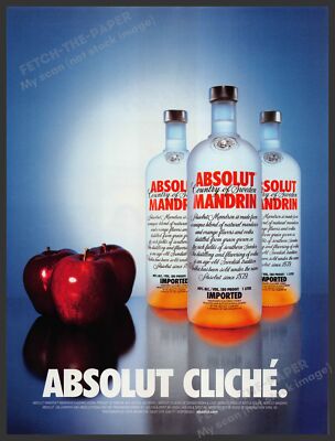Absolut Cliche 2000s Print Advertisement 2001 Comparing Apples to ...