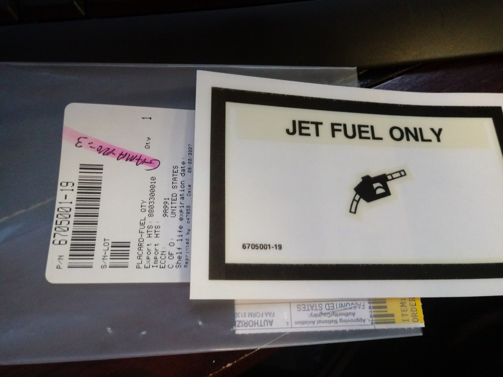 Cessna Placard 6705001-19 Jet Fuel Only (new) for sale online | eBay