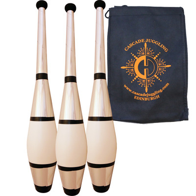 Set of 3 Silver JD Euro Classic Juggling Clubs & Bag - Beginner ...