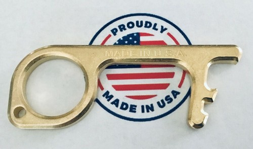 GERM TOUCH FREE KEY DOOR BOTTLE OPENER *MADE IN U.S.A* BRASS Keychain ...