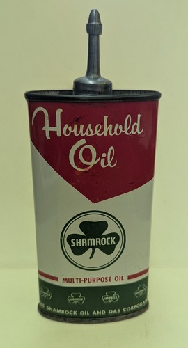 Vintage SHAMROCK Household Oil 4oz lead top Oval Handy Oiler Can | eBay