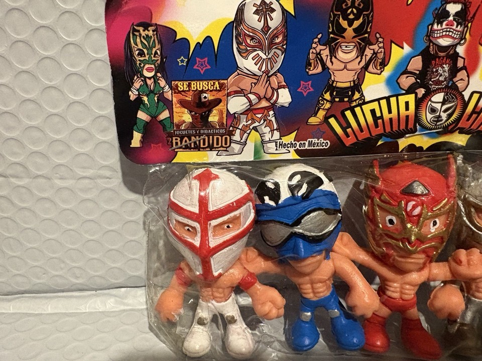 LUCHA LIBRE SET Luchadores Cabezones 3" Action Figures Mexican Toys set ...