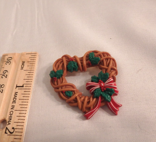 Hallmark Christmas Brooch Pin Grapevine Wreath Holly Berries Bow | eBay