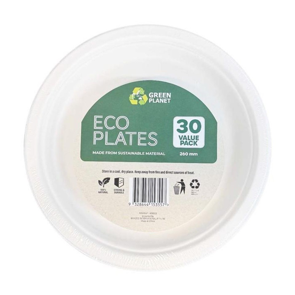 6x 30pc Braz Earth Friendly Disposable Plates Tableware Serveware 26cm ...