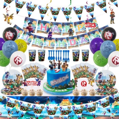 All New Roblox Party Balloons Tablecloth Banner/Flag Plates Cups Party ...
