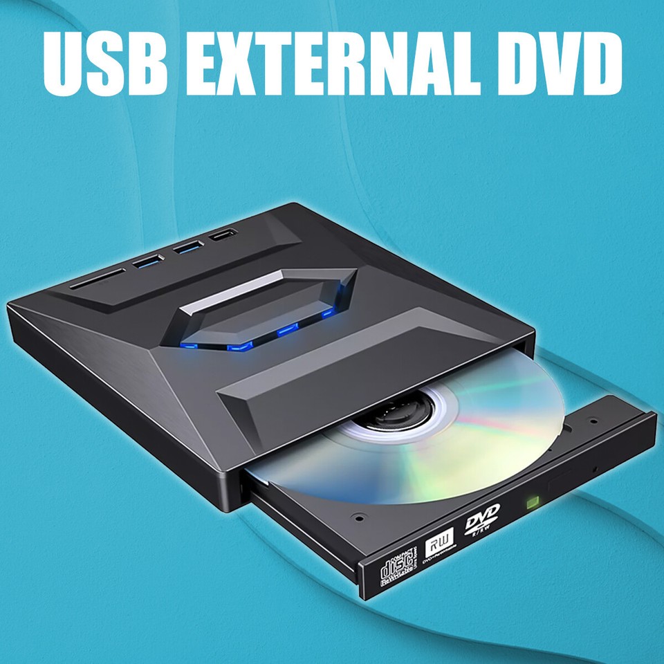 External CD/DVD Drive Disk Player for USB 3.0 Type-C Laptop PC MacBook ...