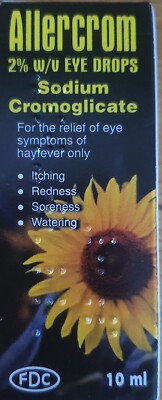 SODIUM CROMOGLICATE 2% EYE DROP 10ml Hayfever Eye Drop- BRAND MAY VARY ...