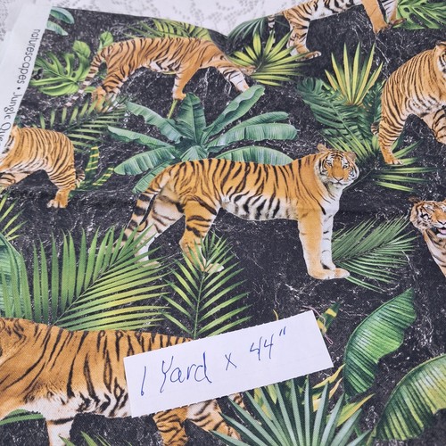 Northcott Jungle Queen Fabric, Tigers, Tropical Leaves, Cotton, 1 Yard | eBay