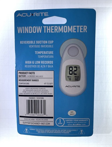 AcuRite Window Thermometer Indoor Outdoor Reversible Suction Cup BRAND ...