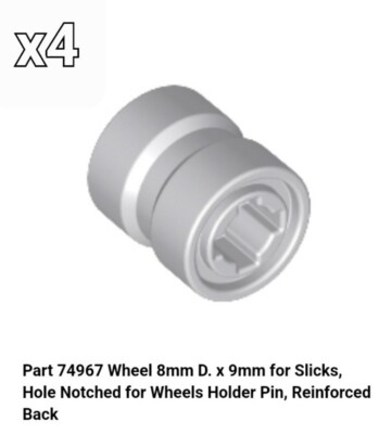 LEGO NEW Parts (x4) LT BLUISH GRAY Wheel 8mm D. x 9mm for Slicks 74967 ...
