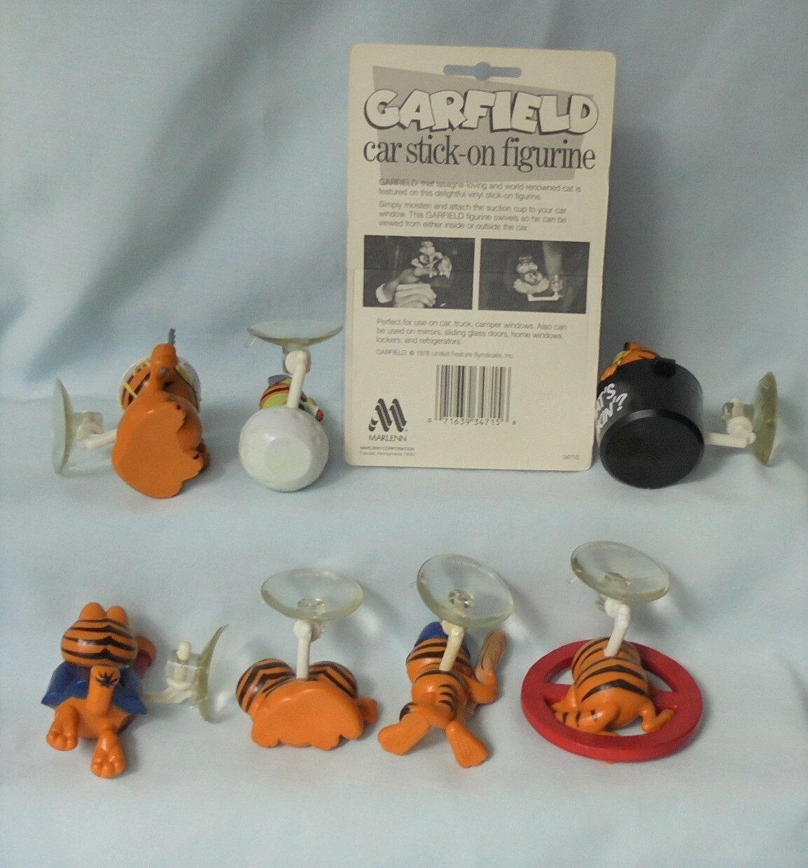 Garfield The Cat Car Stick On Window Suction Cup Vinyl Pvc Figurine ...