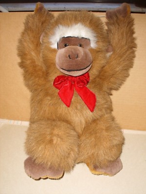 Goffa International Hanging Fuzzy Brown Gorilla Monkey Plush 17'' Red ...