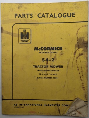 Original McCormick International Parts Catalogue For S4-2 Tractor Mower ...