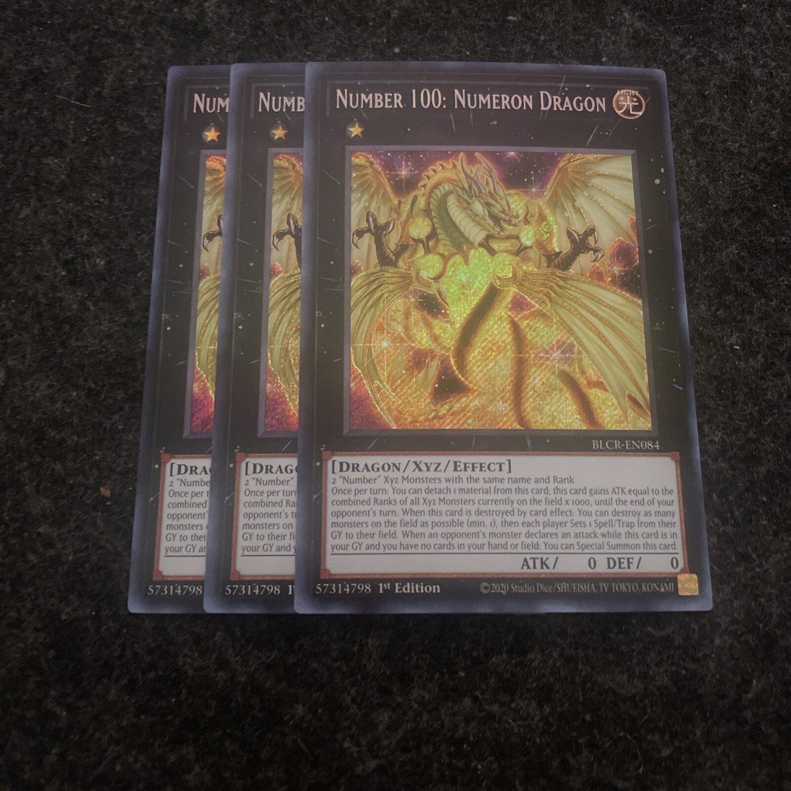 X3 Number 100: Numeron Dragon (BLCR-EN084, Secret Rare) YUGIOH PLAYSET ...