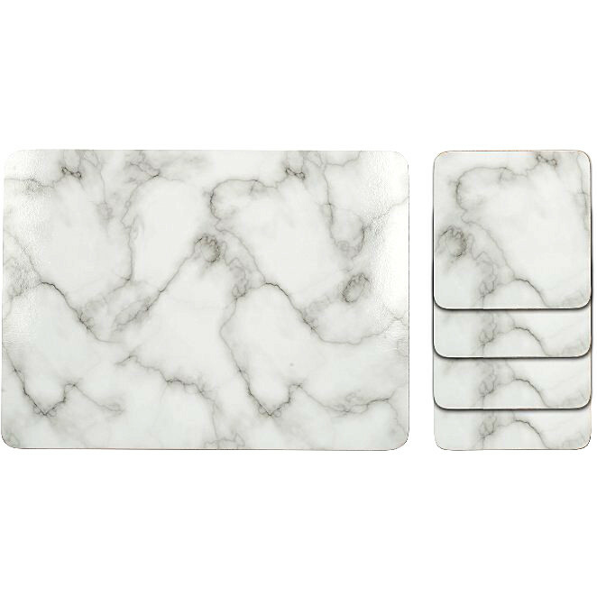 Marble Effect Placemat And Coaster Set Of 8 Table Mats Dining Coasters ...