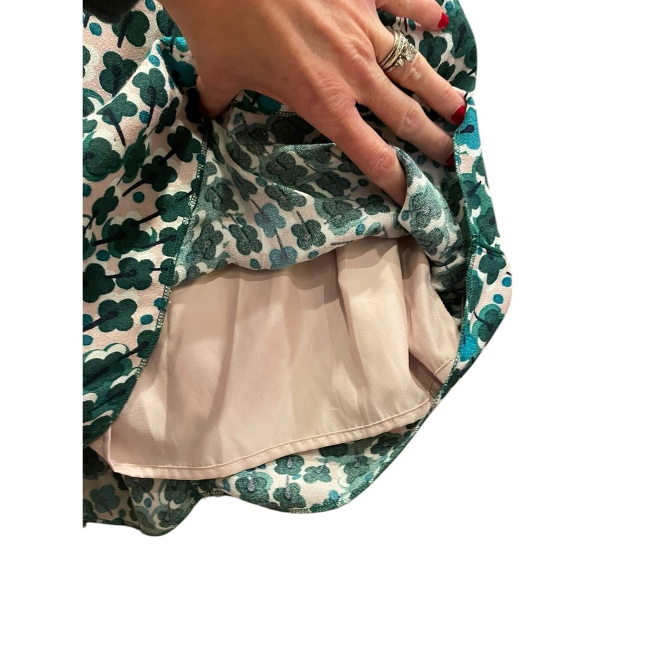 Boden Floral Kelly Green & Pink Four Leaf Clover Sheath Belted Tie Dress US 6R | eBay