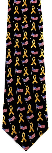 Yellow Ribbon Men's Silk Neck Tie POW MIA Military Patriotic Black ...