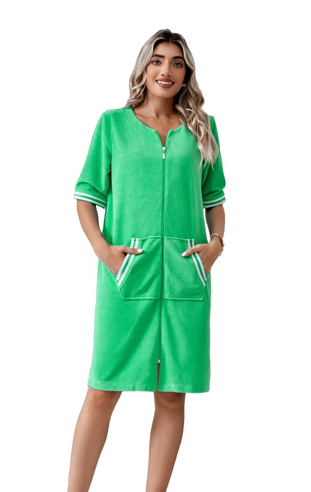 RH Housecoat Women Zipper Front Duster Robe 3/4 Lounger Dress ...