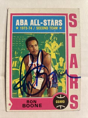1974 Topps Ron Boone Autographed Card #195 Utah Stars CB486 | eBay